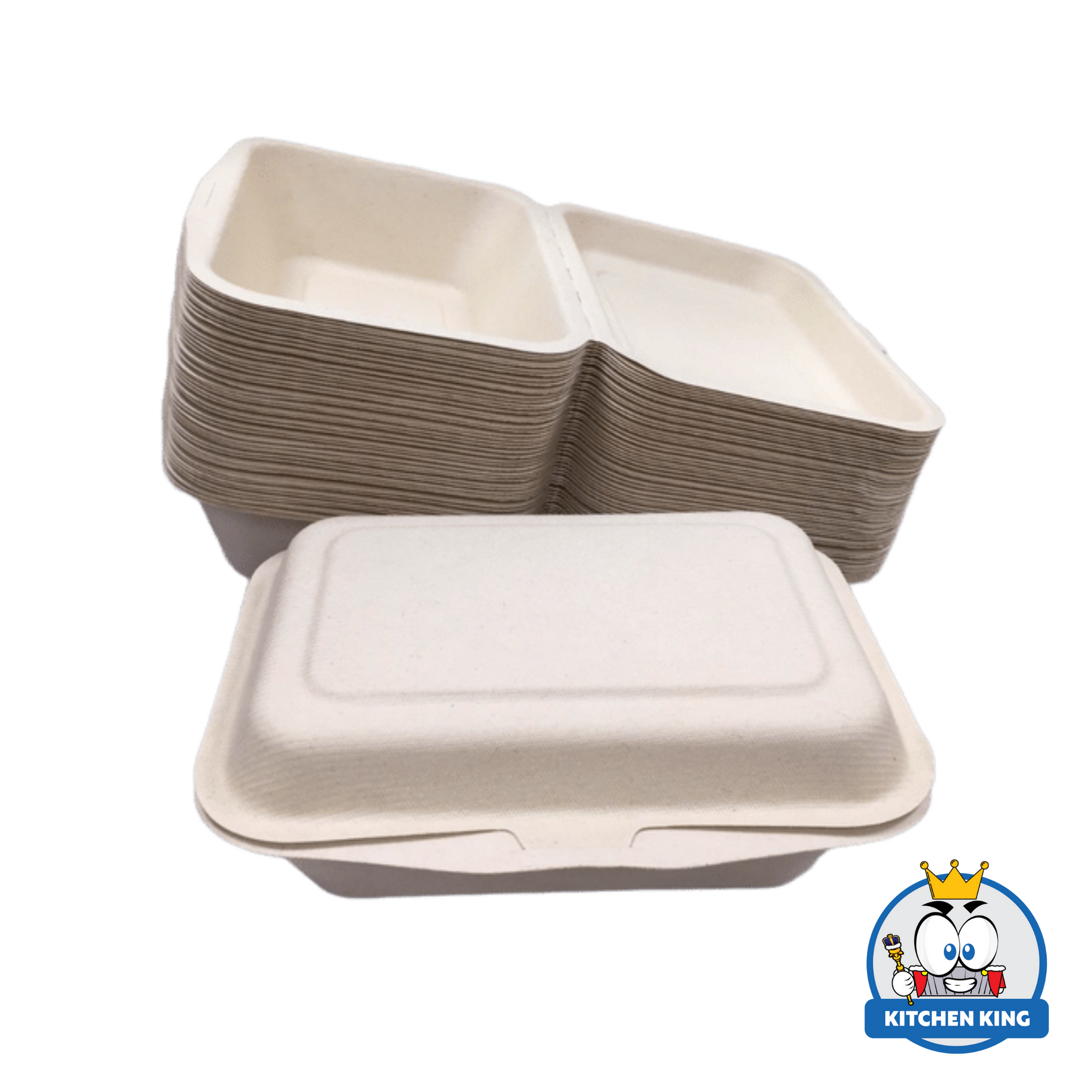 Bagasse Sugarcane Clamshell Meal Box 600ml (10pcs) – Kitchen King